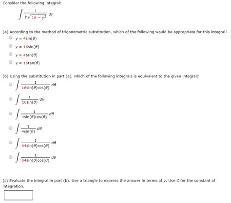 Solved Consider The Following Integral According To The