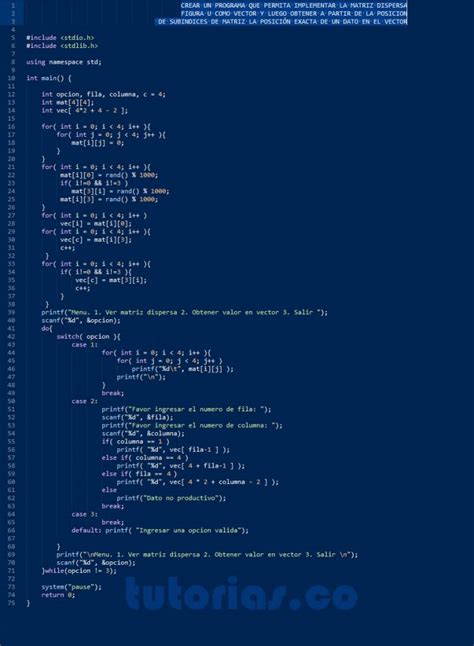 arrays turbo c matriz dispersa figura u en vector