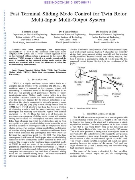 Fast Terminal Sliding Mode Control For Twin Rotor Multi Input Multi Output System Download