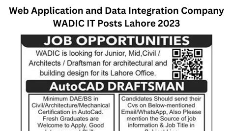 Web Application And Data Integration Company Wadic It Posts Lahore 2023