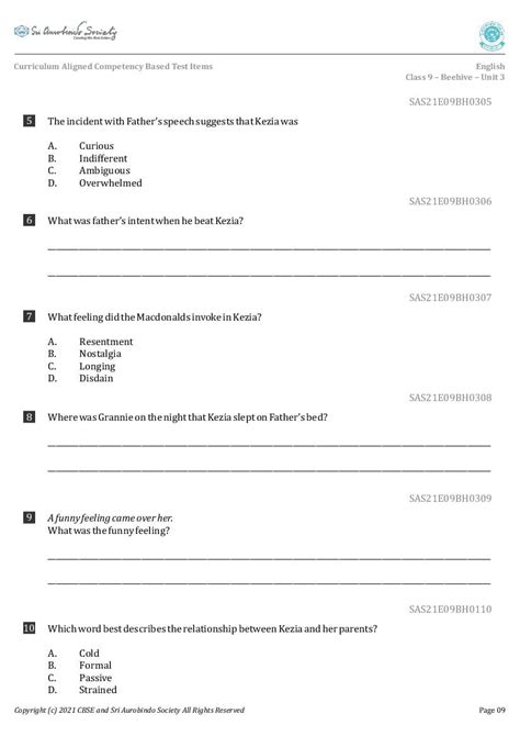 Class 9 English Competency Based Questions 2025 Download Pdf Aglasem
