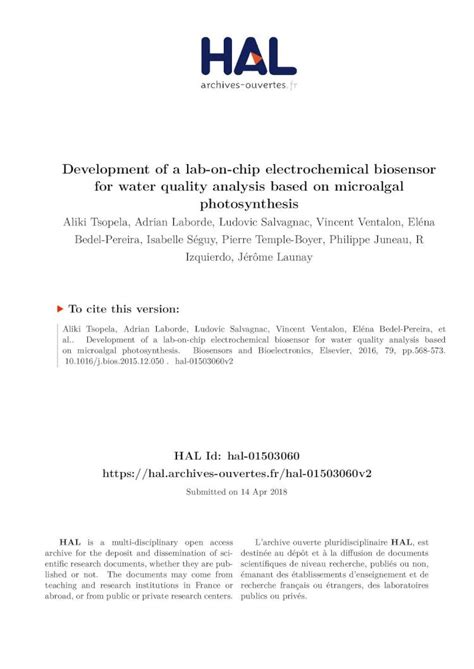 Pdf Development Of A Lab On Chip Electrochemical Biosensor For