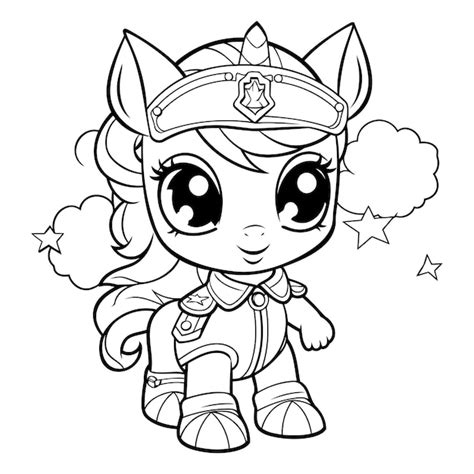 만화 해적 소녀의 컬러링 페이지 윤 프리미엄 벡터