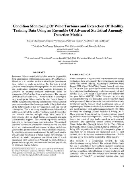 Pdf Condition Monitoring Of Wind Turbines Using Machine Learning Based Anomaly Detection And