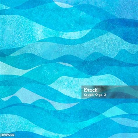 수채화 투명 바다 바다 파도 청록색 색 배경입니다 수채화 손 그린 파도 일러스트 배경 주제에 대한 스톡 벡터 아트 및 기타 이미지 배경 주제 물 바다 Istock