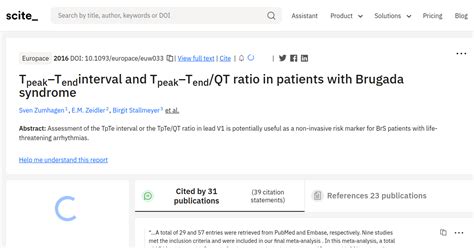 T Peak T End Interval And T Peak T End Qt Ratio In Patients With Brugada Syndrome Scite
