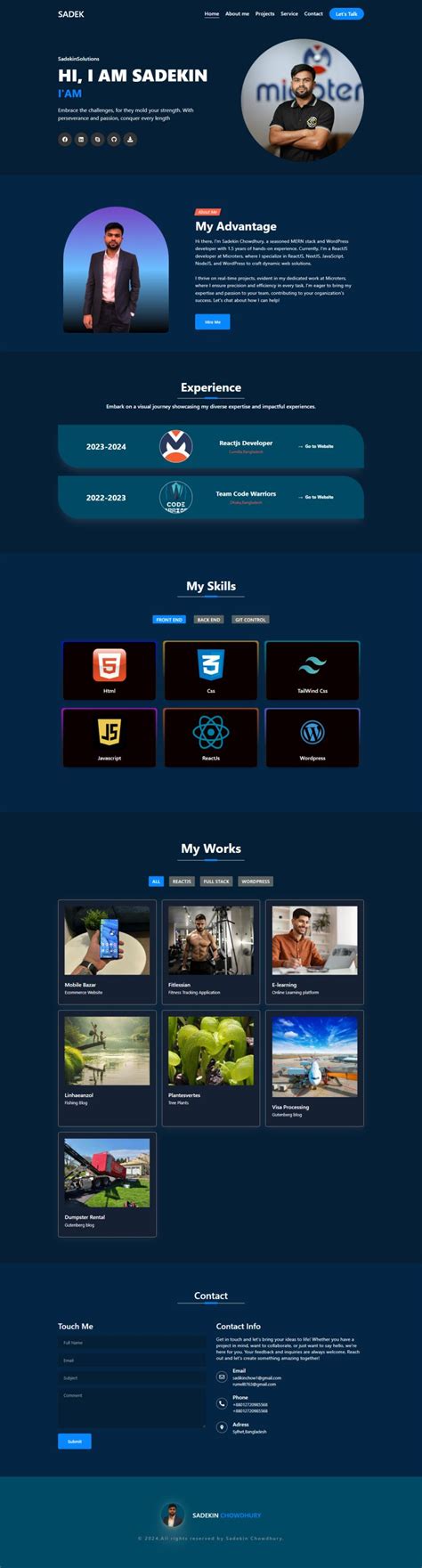 Reactjs Webdevelopment Portfolioupdate Sadekin Chowdhury