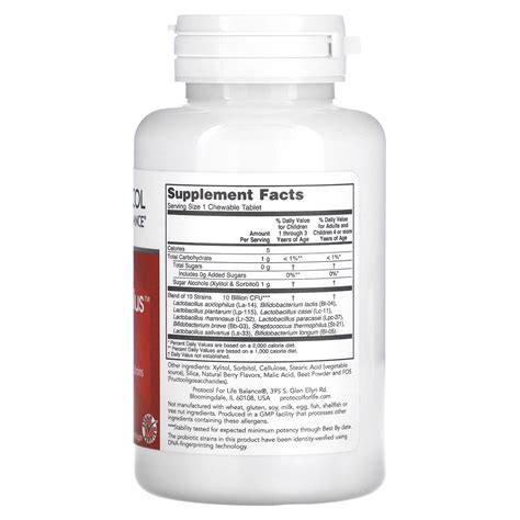 Protocol For Life Balance Chewable Protodophilus 10 Billion 60 Chewables