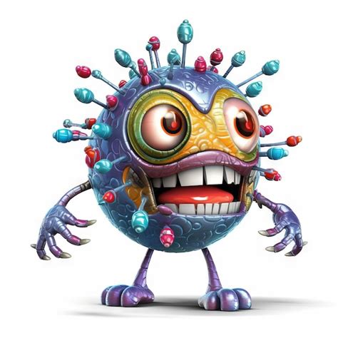 Premium Ai Image Whimsical Cartoon Virus Character Brings A Surreal Touch To Your Design