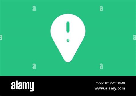 White Map Pointer With Exclamation Mark Icon Isolated On Green