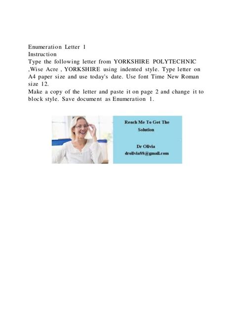 Enumeration Letter 1instruction Type The Following Letter From Pdf