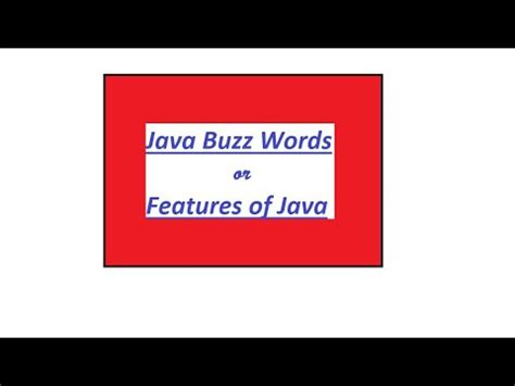 Java Buzz Words Features Of Java Java Programming Telugu Lectures