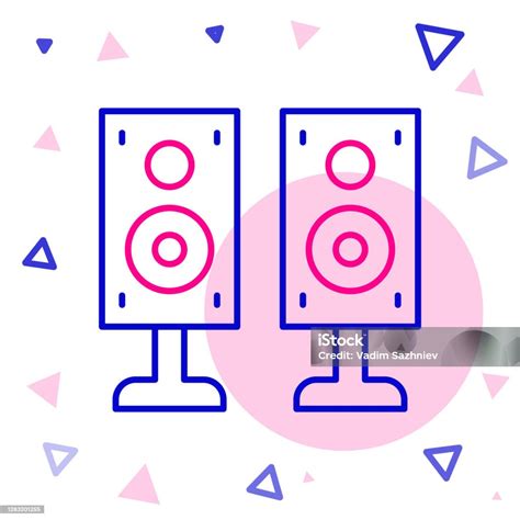 흰색 배경에 격리 된 라인 스테레오 스피커 아이콘 사운드 시스템 스피커 음악 아이콘입니다 음악 기둥 스피커베이스 장비 다채로운 개요 개념 벡터 개념에 대한 스톡 벡터 아트