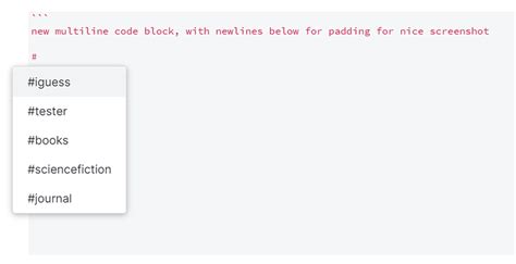 link and tag autocompletion activate in code blocks and inline code