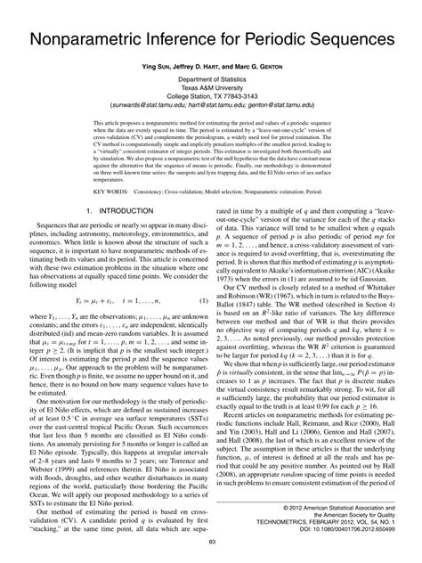 Pdf Nonparametric Inference For Periodic Sequences