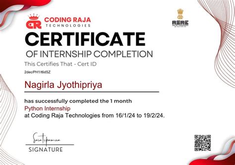 Jyothi Priya On Linkedin Pythoninternship Codingrajatechnologies