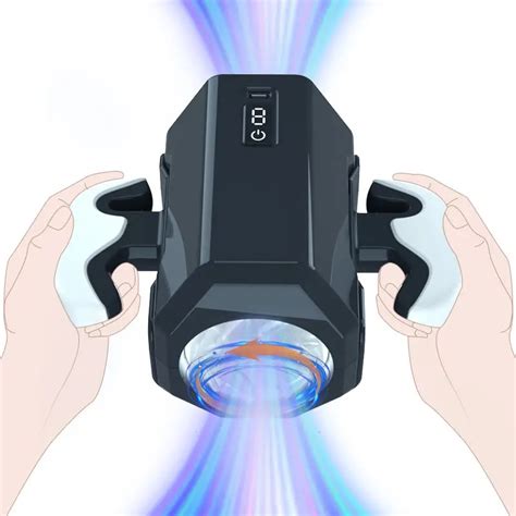 Dual Open Ended Thrusting Rotating Automatic Male Stroker Machines Handheld Masturbation Cup Sex