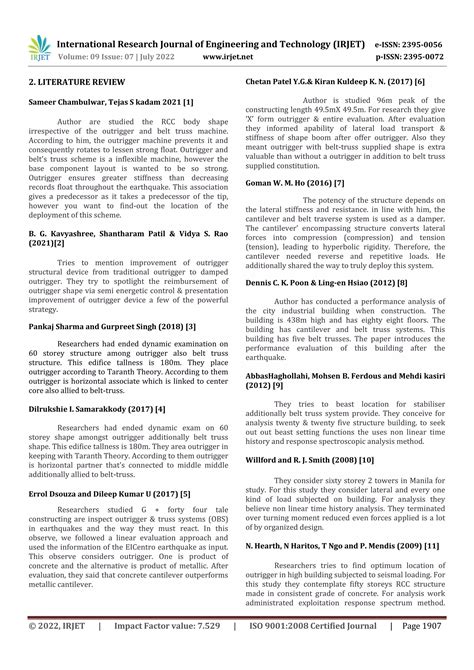 Seismic Analysis Of High Rise Building Using Outriggers And Belt Truss System Pdf