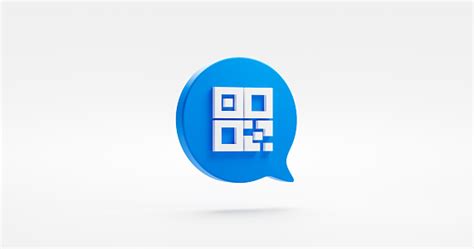 파란색 Qr 코드 휴대 전화 스캔 메시지 버블 3d 요소 또는 디지털 기술 Id 식별 비즈니스 라벨및 흰색 배경에 고립 된 스마트 폰 응용 프로그램 Qrcode 바이너리