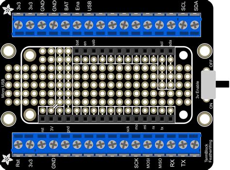 How To Use Adafruit Terminal Breakout Featherwing Pinouts Specs And Examples Cirkit Designer