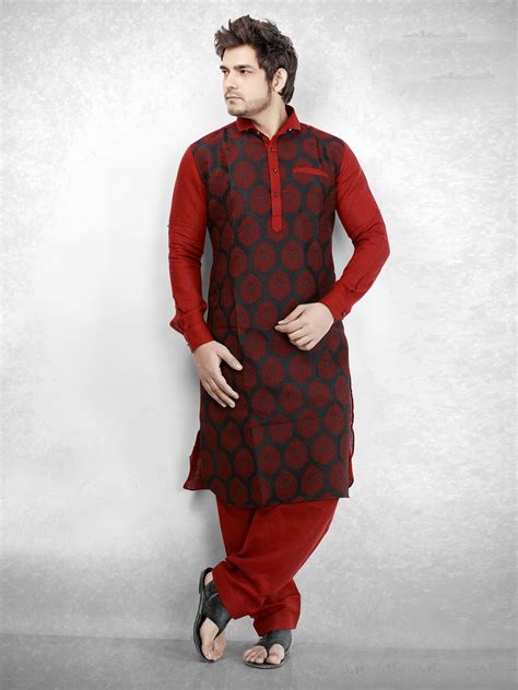 Banarasi Silk Party Wear Red Pathani Suit G MPS G Fashion Indian Men Fashion