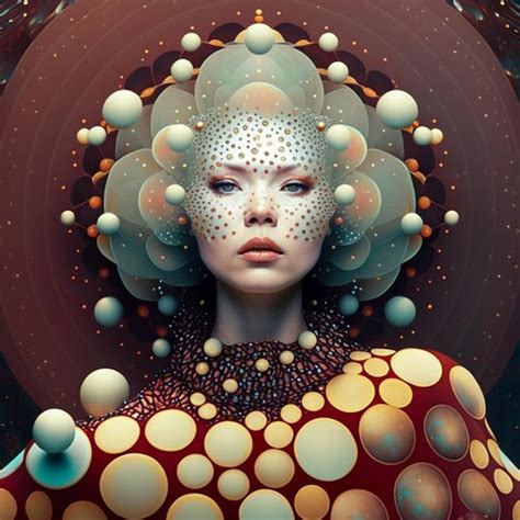 A Close Up Of A Woman With A Large Head Covered In Dots Generative Ai Premium Ai Generated Image