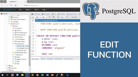 สอน Postgresql การแก้ไขฟังก์ชัน Modify Function ด้วย Pgadmin และ