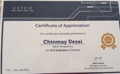 Chinmay Desai On Linkedin Employeerecognition Achievementunlocked Proudmoment