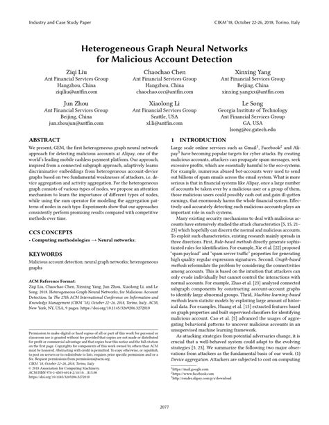 Pdf Heterogeneous Graph Neural Networks For Malicious Account Detection