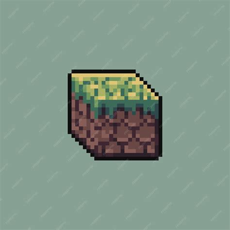 Pixel Art Grass Block Pattern For Game Asset Premium Ai Generated Vector