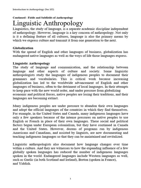 Fields And Subfields Of Anthropology Chapter I Remaining Pdf