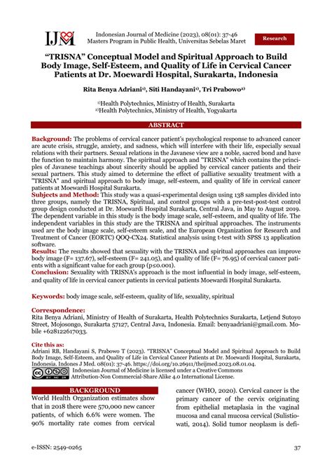 Pdf Trisna” Conceptual Model And Spiritual Approach To Build Body Image Self Esteem And