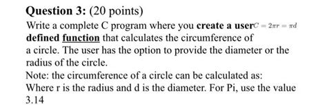 Solved Question 3 20 Points Write A Complete C Program