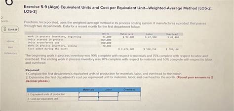 Solved Exercise 5 9 Algo Equivalent Units And Cost Per
