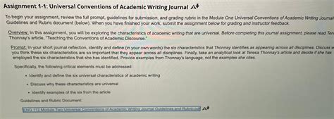 Assignment 1 1 Universal Conventions Of Academic