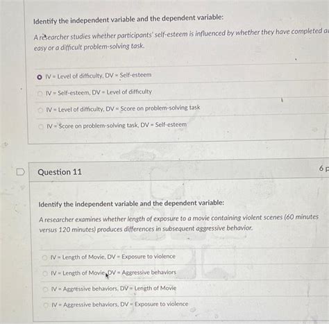 Solved Identify The Independent Variable And The Dependent Chegg