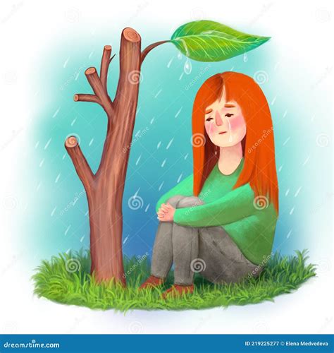 Sad Girl In Rain Clipart