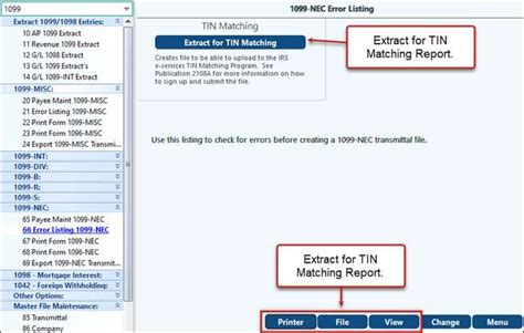 1099 Module 1099 NEC Error Listing 1099 NEC