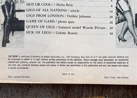 Vintage Rare Leg Show Magazine Collectors Edition Number One Stanton And Bilbrew