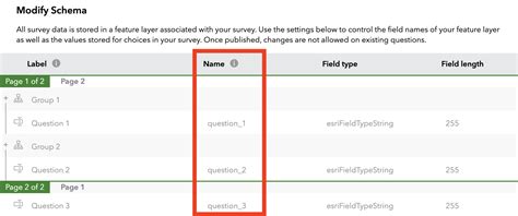 Display Page And Group Fieldnames In Modifyschema Esri Community