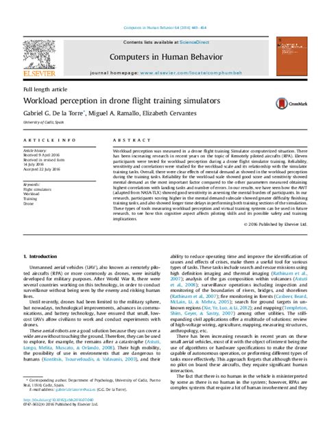 Pdf Workload Perception In Drone Flight Training Simulators