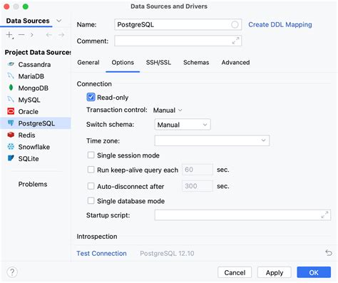 configure connection datagrip documentation