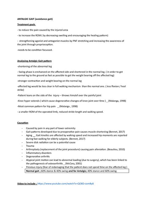 Antalgic Gait Notes For Presentation Antalgic Gait Avoidance Gait