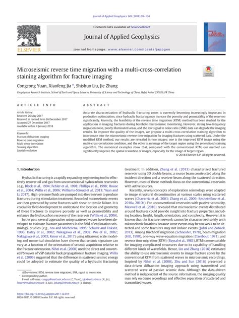 Pdf Microseismic Reverse Time Migration With A Multi Cross Correlation Staining Algorithm For