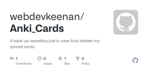 Github Webdevkeenanankicards A Back Up Repository Just In Case