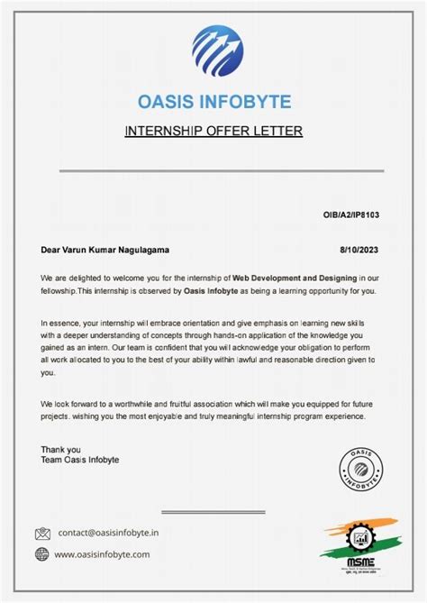 Varun Kumar Nagulagama On Linkedin Intern Opportunity Oasisinfobyte Intern2023
