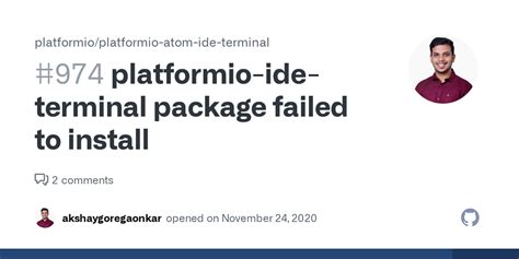 Platformio Ide Terminal Package Failed To Install Issue 974