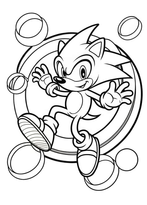 Sonic Running With Rings In A Digital Background Free Printable