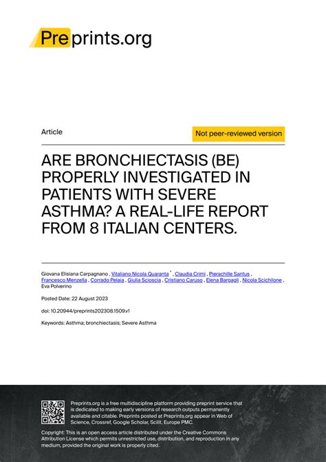 Pdf Are Bronchiectasis Be Properly Investigated In Patients With Severe Asthma A Real Life