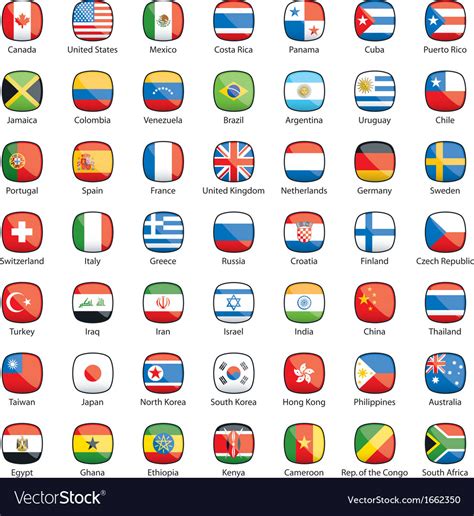International Flags Buttons Royalty Free Vector Image